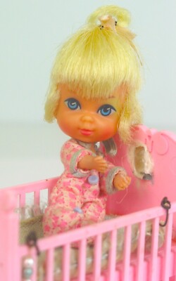 3" Liddle Kiddle baby Diddle in Crib with blanket and beads | eBay