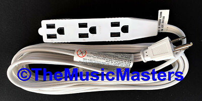 3 Outlet 12ft Electric AC Extension Cord 3-Way Splitter Power Adapter ...