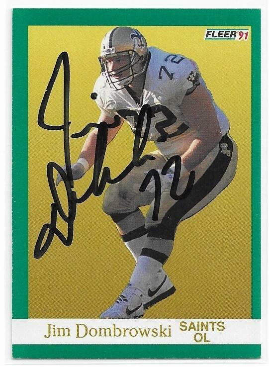 JIM DOMBROWSKI Autographed Signed 1991 Fleer card #292 New Orleans ...