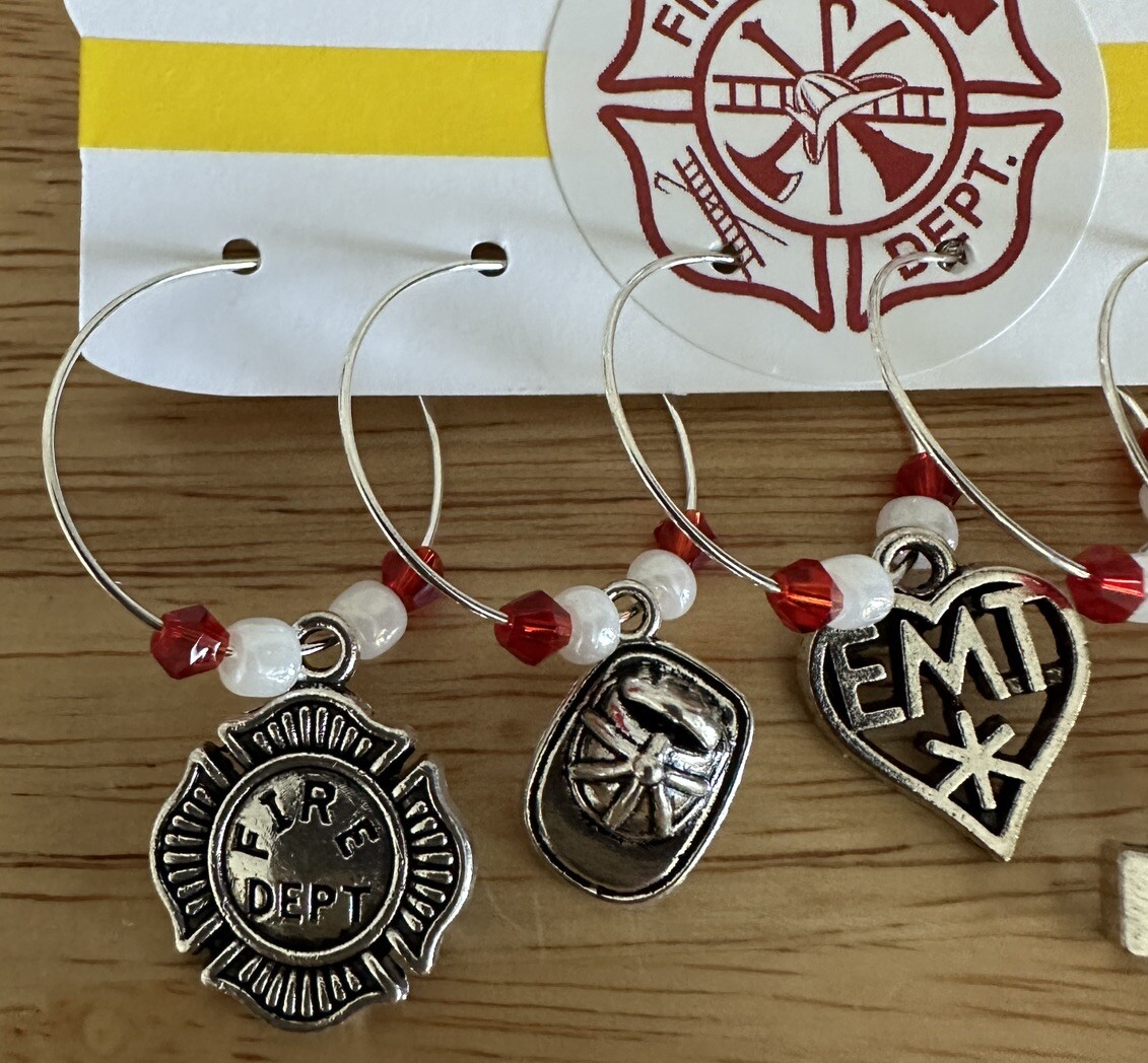 Firefighter Wine Charms, Wine Gift, Fire Department, EMT 🧑‍🚒 🍷 🍺 🚒 | eBay