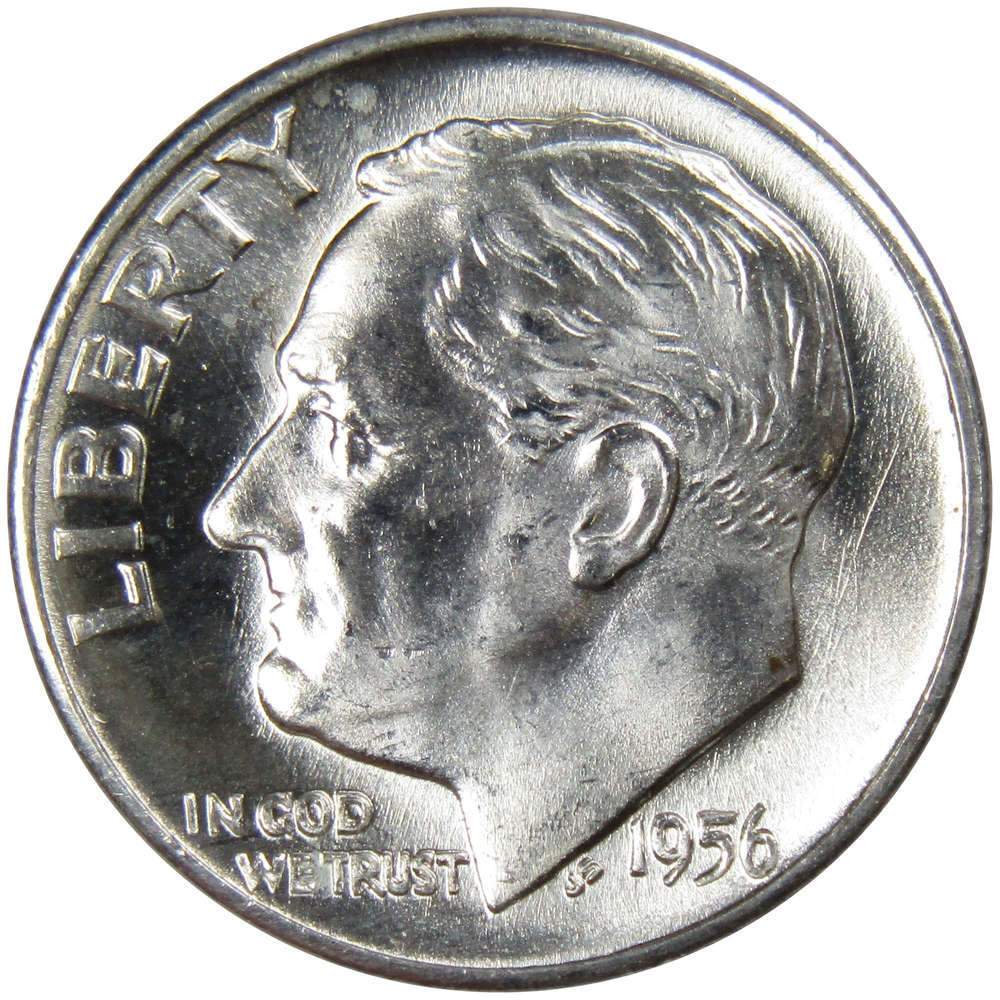 1956 D Roosevelt Dime BU Uncirculated Mint State 90% Silver 10c US Coin ...
