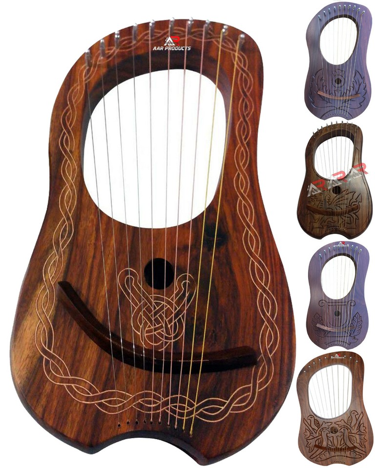 Irish Lyre Harp Traditional Ten Strings Rosewood Various Designs Free ...