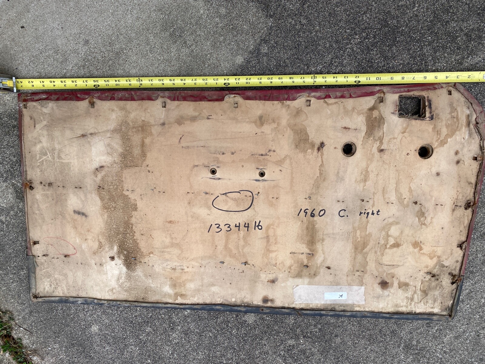 Studebaker door interior panel. 1960, C, right,Used and rough. Item ...