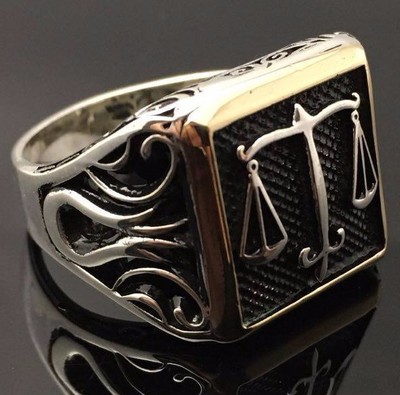 Handcrafted 925 Sterling Silver Justice Sign Men's Ring -US Seller- I1E ...