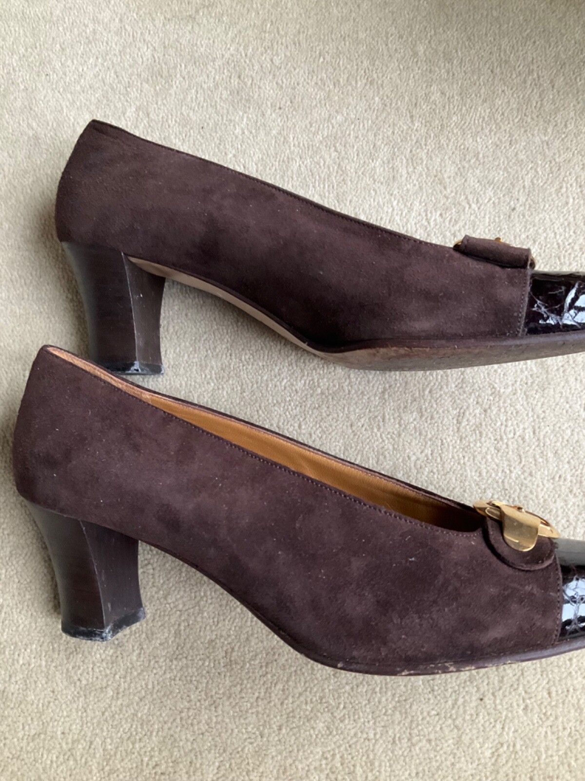 Linea Bruna brown suede and patent ladies shoes | eBay UK