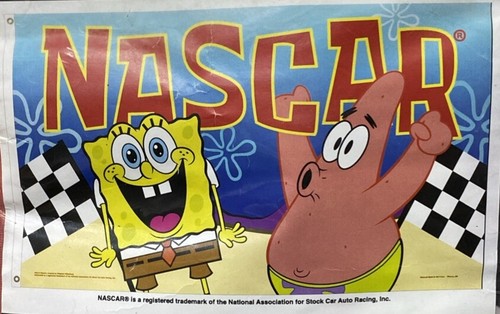 NASCAR SpongeBob Collab Flag Wall Decor 5 X 3 Ft Cartoon 4 Brass ...