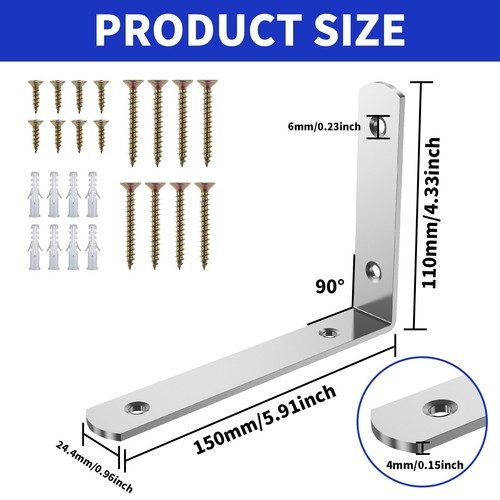 4Pcs Heavy Duty Furniture Anchor Extended L-Type Support Bracket 90 ...