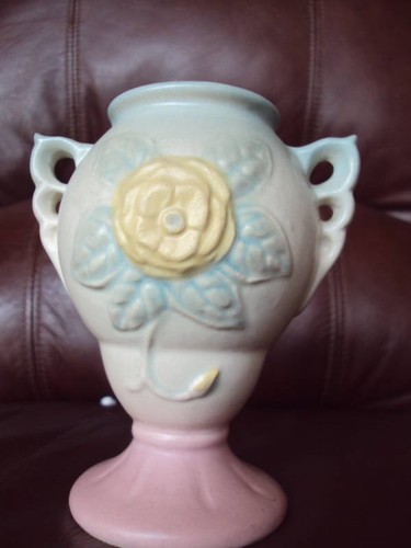 Lovely 4 3/4" Hull OPEN ROSE Vase With Double Handles. Cute | eBay