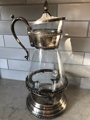 Antique Glass Coffee Warmer Silverplate Glass Sterno Heat | eBay