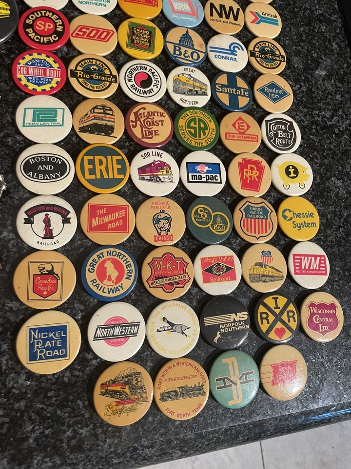 Vintage Lot Of 75+ Railroad Pinback Buttons & Badges. Old Rare Railroad ...