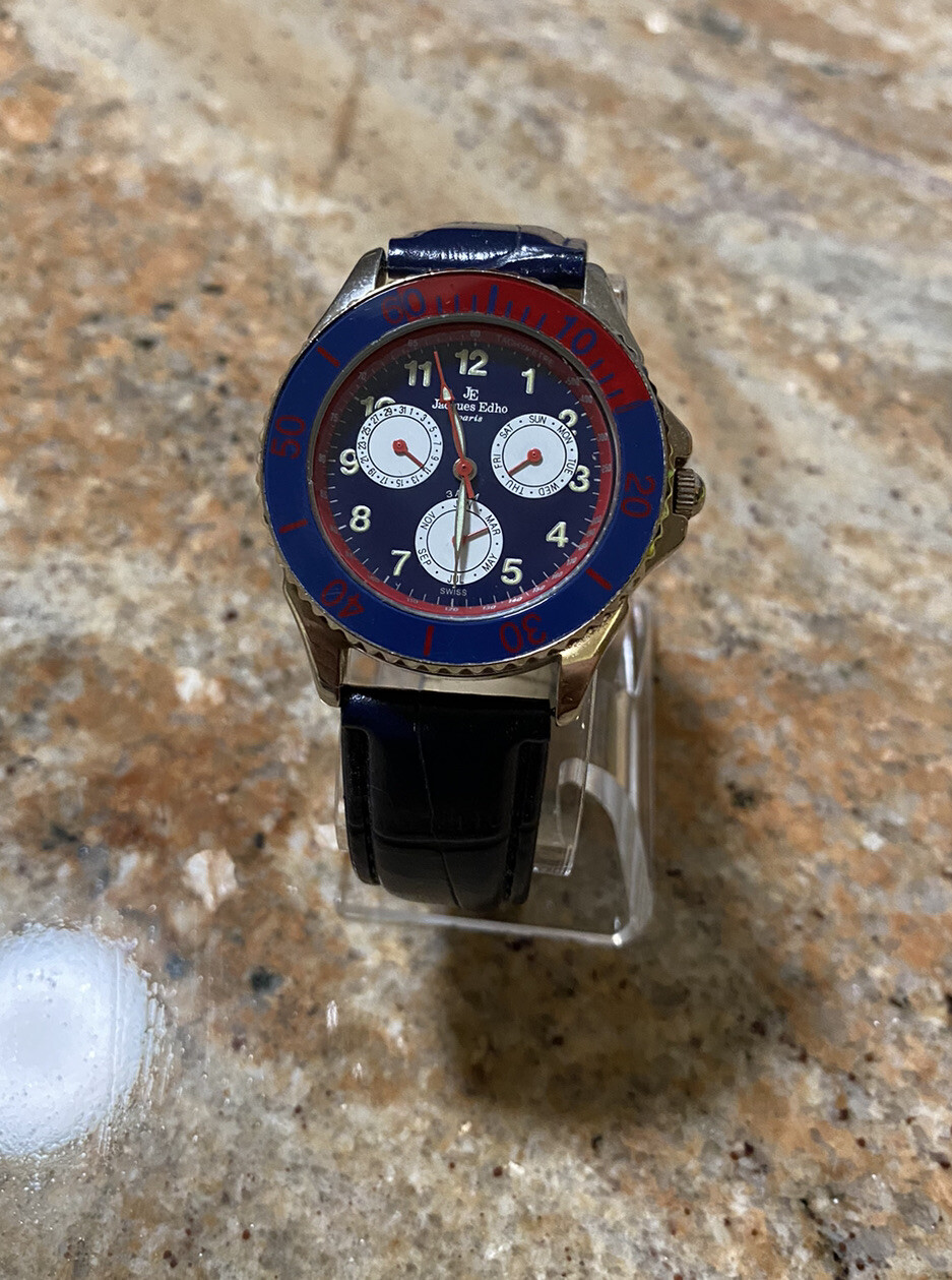 Jacques Edho Paris 30 Meter Quartz 18k Gold Plated Mens Watch for sale ...