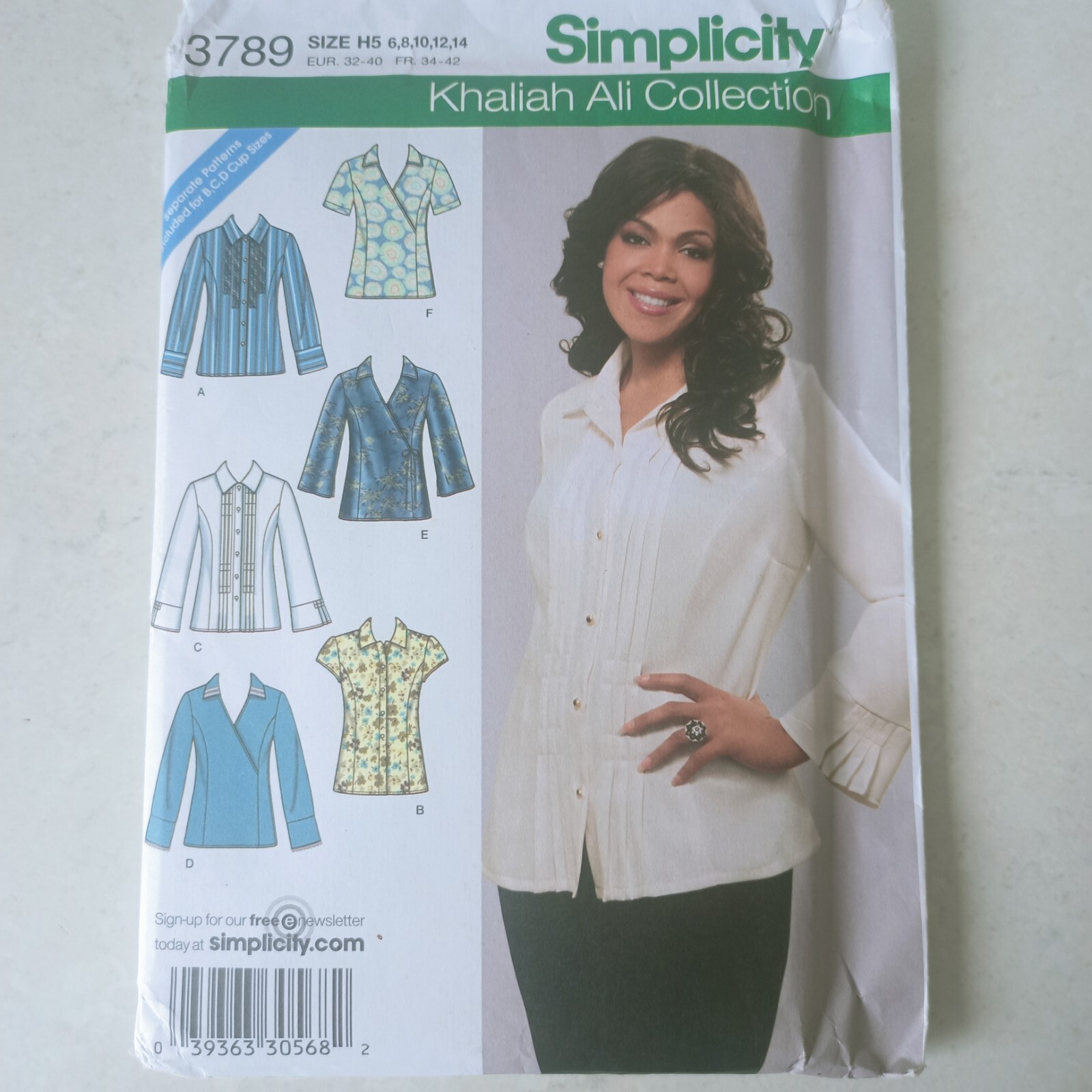 Simplicity 3789 Women's Shirt w/Variations Khalifah Ali Collectiion S ...