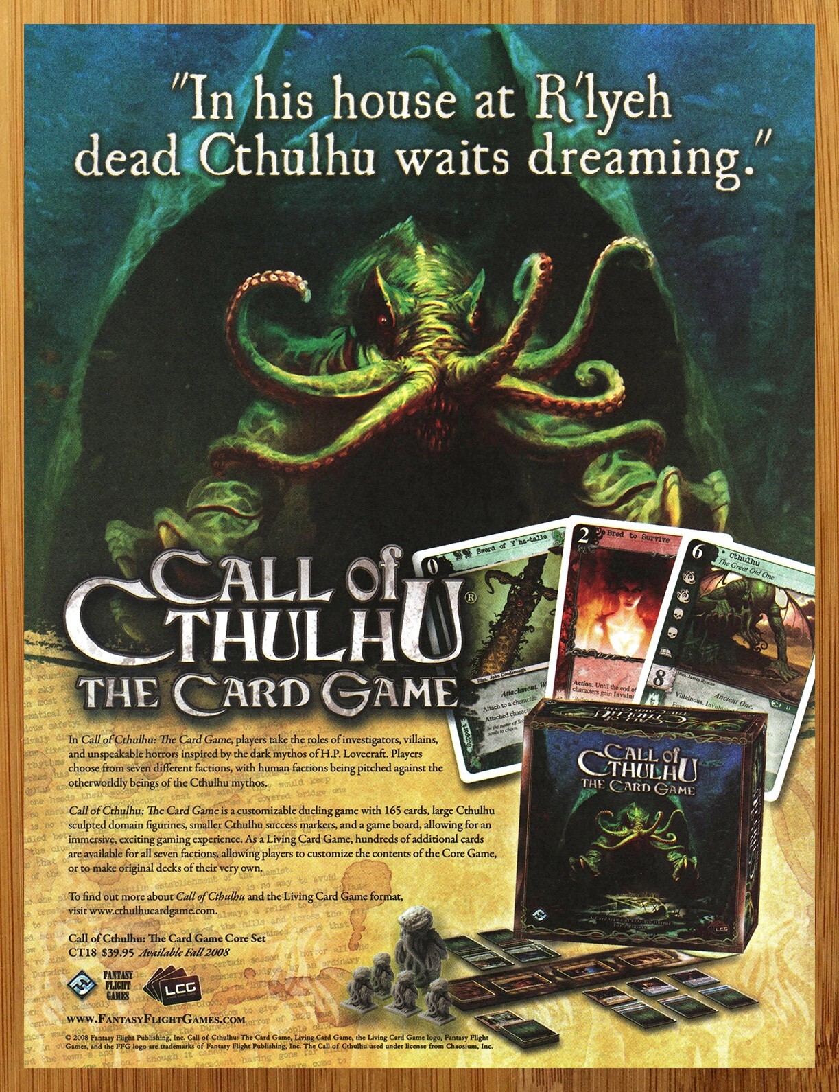 2008 The Call of Cthulhu Card Game Print Ad/Poster Lovecraft Horror ...