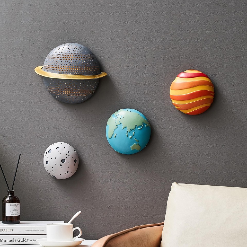 Outer Space Planets Decor: Modern Solar System Wall Sculptures Planet ...