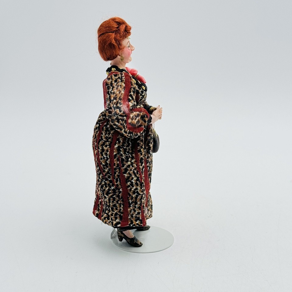 Artisan MARCIA BACKSTROM Leopard Lady Doll Dollhouse Miniature Standing ...