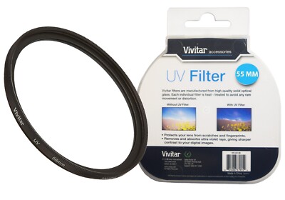Vivitar UV-55 Ultra Violet Camera Lens Glass Filter Protector 55mm | eBay