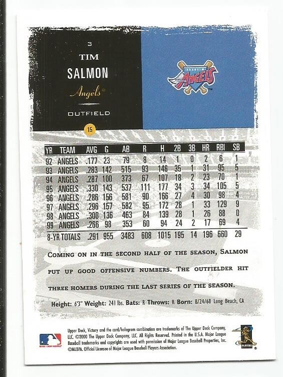 TIM SALMON 2000 UPPER DECK VICTORY CARD NEAR MINT CONDITION | eBay