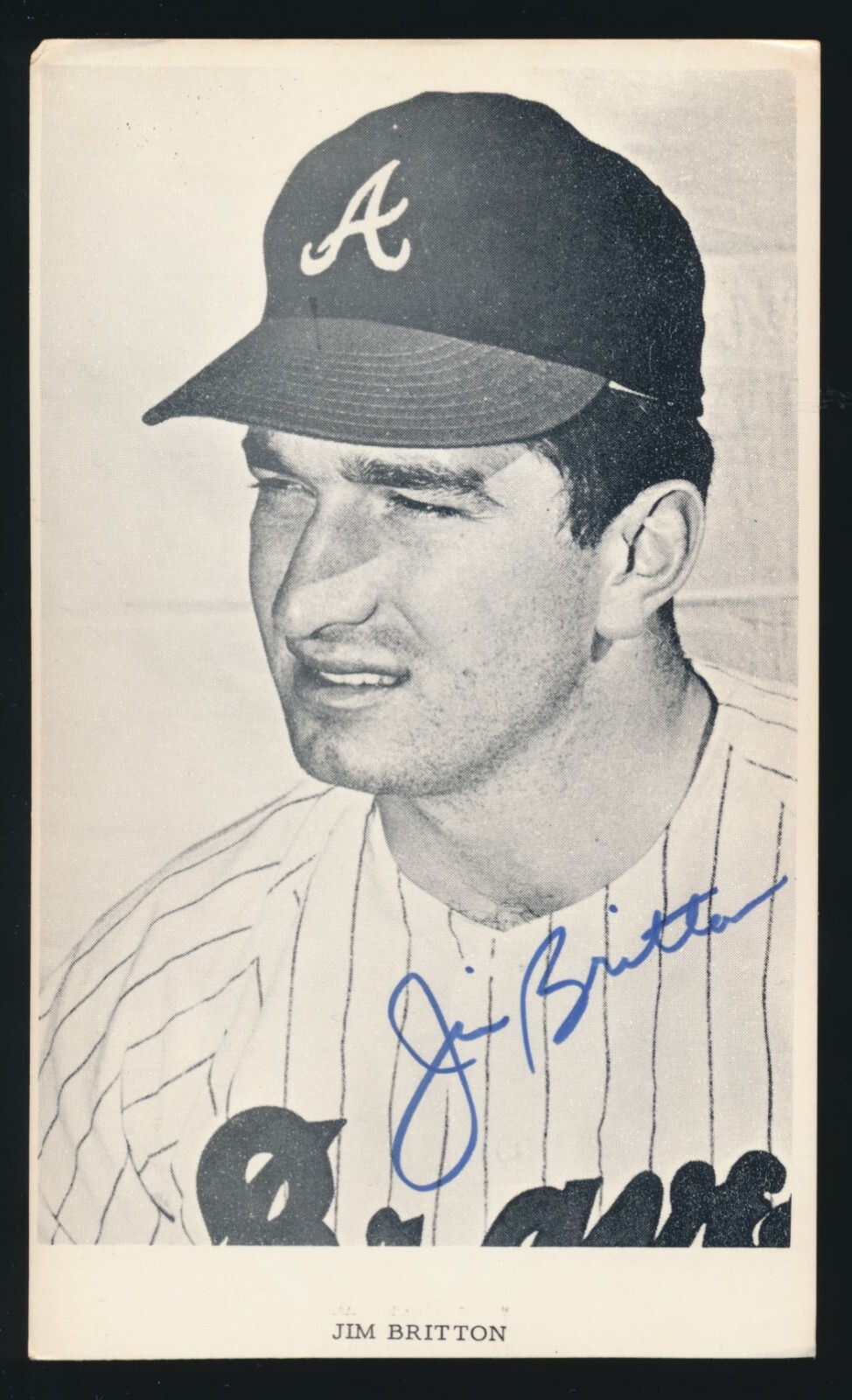 1968-69 Braves Team Issue 3.25"x 5.5" -JIM BRITTON (Atlanta Braves ...