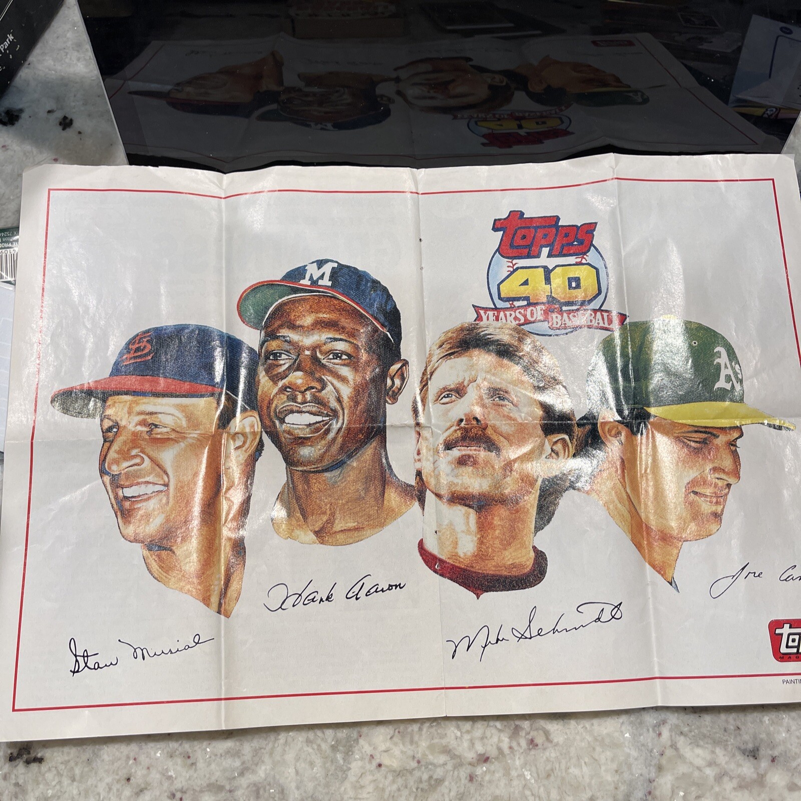 Topps 40 Years of Baseball 1991 Poster Magazine Centerfold Musial Aaron ...