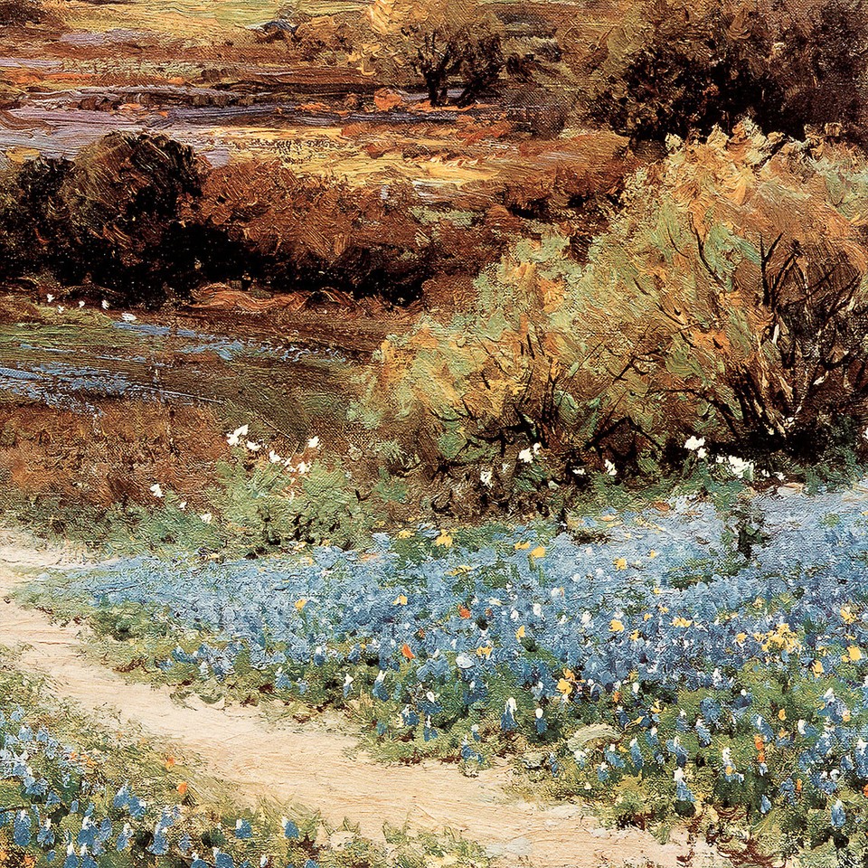 36W"x24H" TEXAS SPRING by ROBERT WOOD - DIRT ROAD OPEN FIELDS HORIZON ...