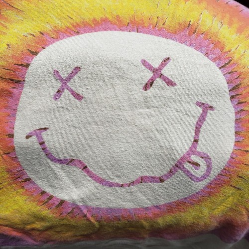 Nirvana Smiley Face Band Promo Tee Medium Shirt Rock Music Grunge Beige ...