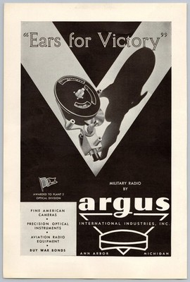 1943 Argus Military Radio WWII Vintage Print Ad Ears for Victory War ...