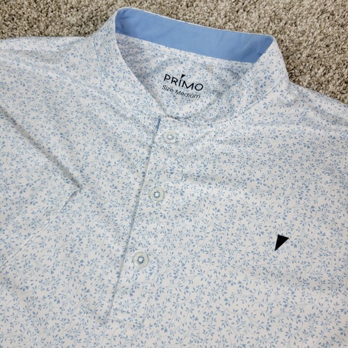 Primo Blade Mens Medium White AOP Floral Performance Stretch Golf Polo ...