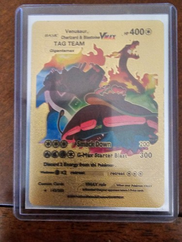 POKEMON Gold Charizard Blastoise Venusaur Vmax Tag Team Card HP 400 ...
