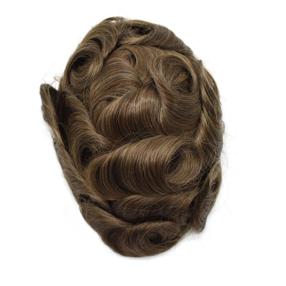 Mens Toupee Human Hair Replacement Full Poly Skin Injected PU System ...