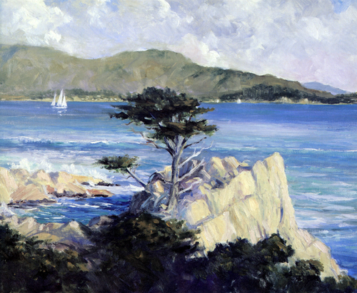 1990 Vintage Print Lonesome Pine Cypress Point Monterey CA Sea Oil ...