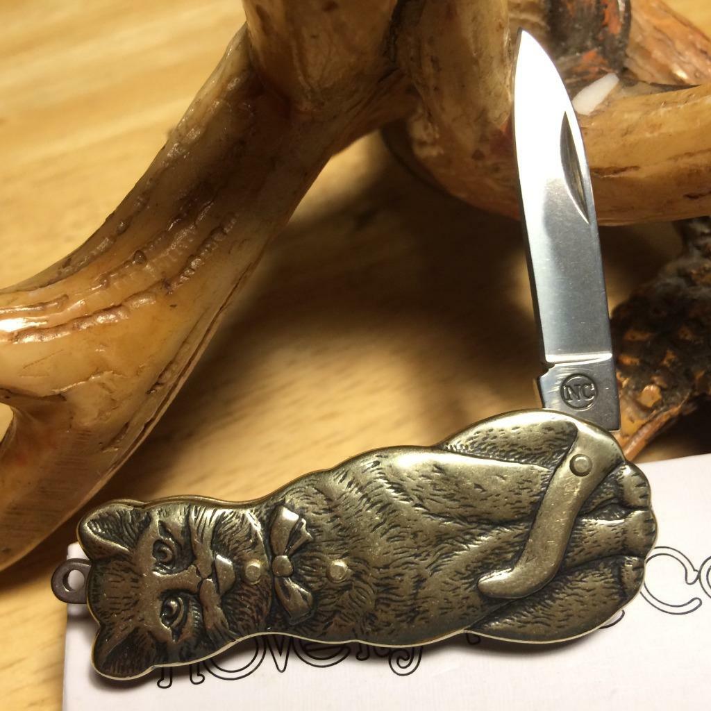 Novelty Cutlery Sculpted Nickel Silver Cat 2 1/8" Pocket Knife NV320 | eBay