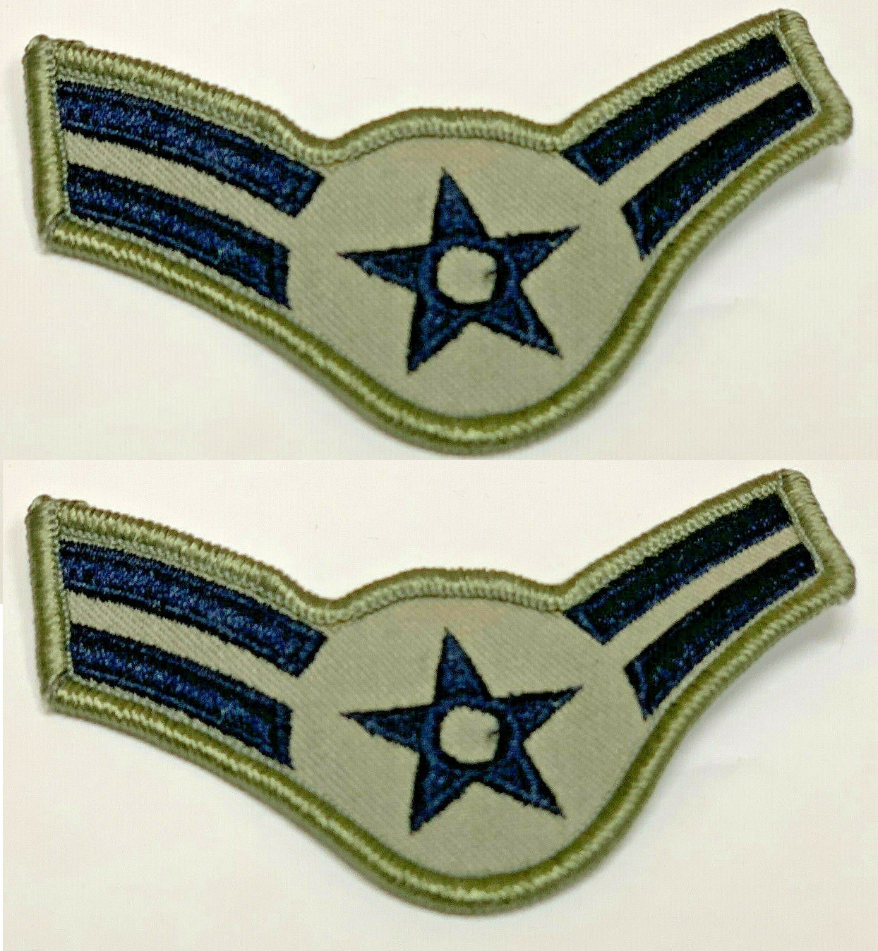 2 USAF AIRMAN FIRST CLASS A1C E-3 SMALL RANK CHEVRON ABU EMBROIDERED ...