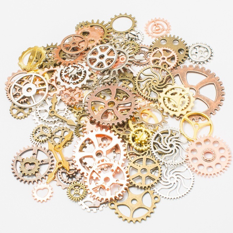 100g/bag Clock Watch Steampunk Gear Wheel DIY Ornaments Mechanical Cogs ...