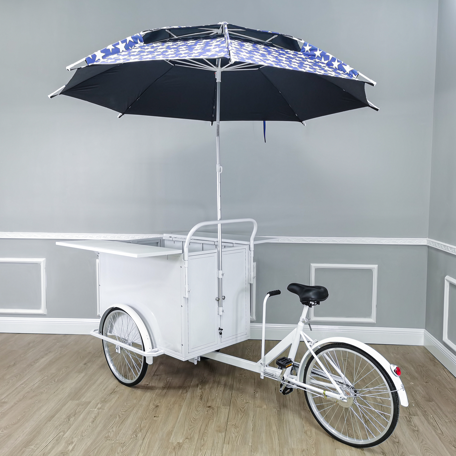 24" Tire 90X51.5X41" White Vending Trike Mobile Food Bike Cart 86.6 ...