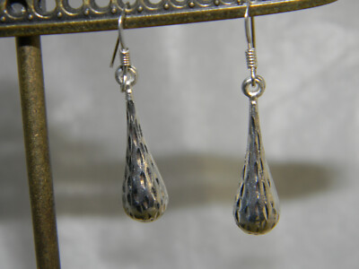 HAN Sterling Silver Teardrop Dangle Earrings Diamond Cut | eBay