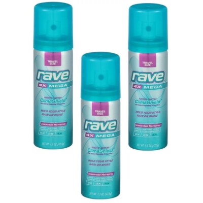 3 Pack Rave 4X Mega Hairspray Unscented 1.5 Ounce | eBay
