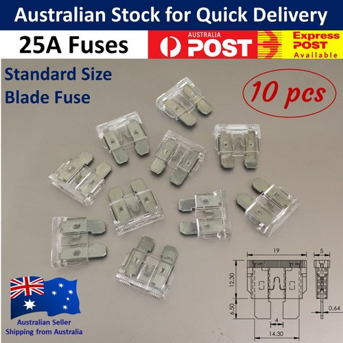 10pcs / 25 Amp Standard Blade Fuse - Clear Car Truck Auto Fuses 25A | eBay