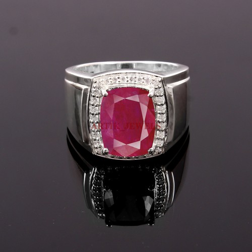 Heated Ruby Gemstone with 925 Sterling Silver Ring for Men's #5629 | eBay