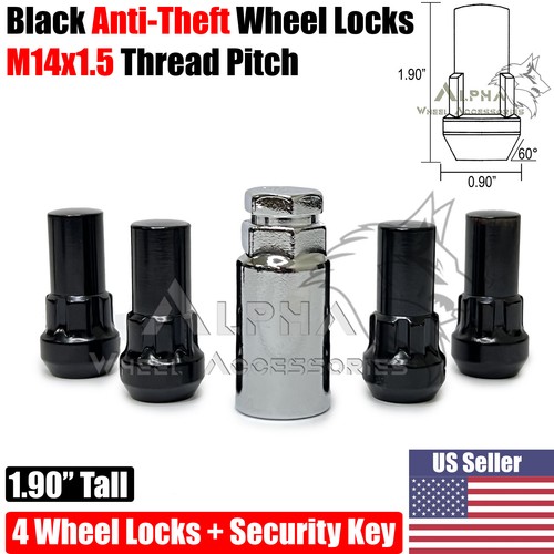 4 Black Wheel Locks 14x1.5 For Chevy GMC Silverado Sierra 1500 ...