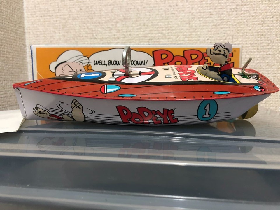 Tin Toy Popeye TIN SPEEDBOAT Tin boat | eBay