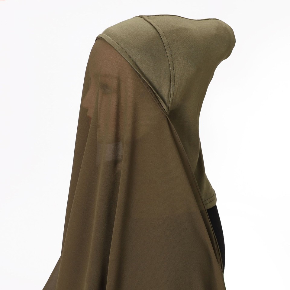 Muslim Chiffon Hijab With Cap Women Veil Headscarves Headwraps Cap Soft ...