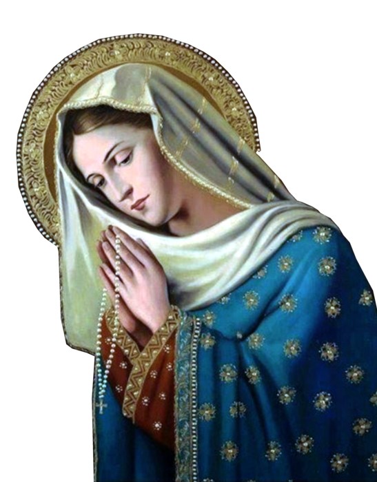 **Beautiful Color Print Of The Blessed Virgin Mary Praying The Rosary ...