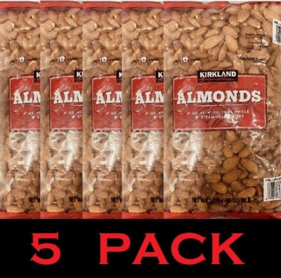 5x KIRKLAND Signature #1 US Steam Pasteurized Almonds 48 oz Bag 3 lbs ...