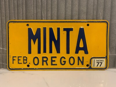 Genuine Oregon License Plate Yellow Personalized "MINTA" rare 1970's ...