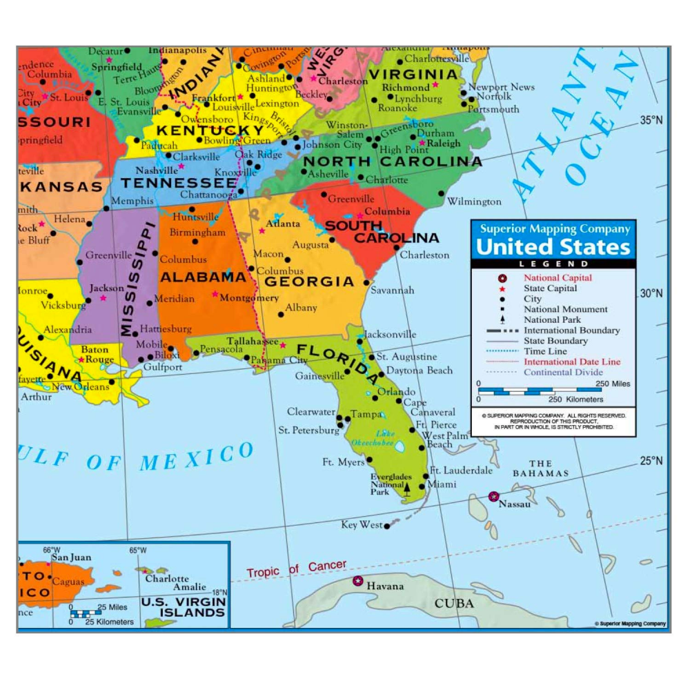 Large Poster Size United States Map With Cities 2-Pack United States ...