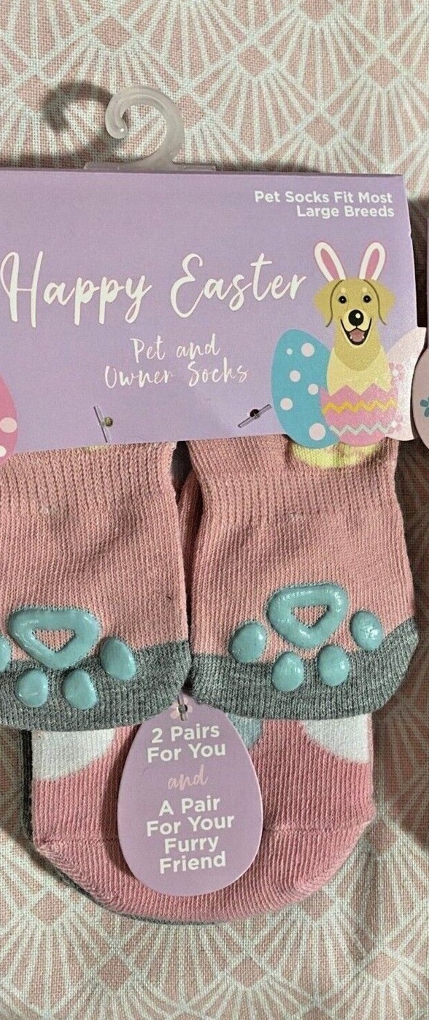 Easter Socks 2 Woman's Ankle (9-11) + 1 Set For Your Large Dog (4 pc ...