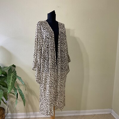 UMGEE Kimono Cardigan Duster Open Front Animal Print Long line Maxi sz ...
