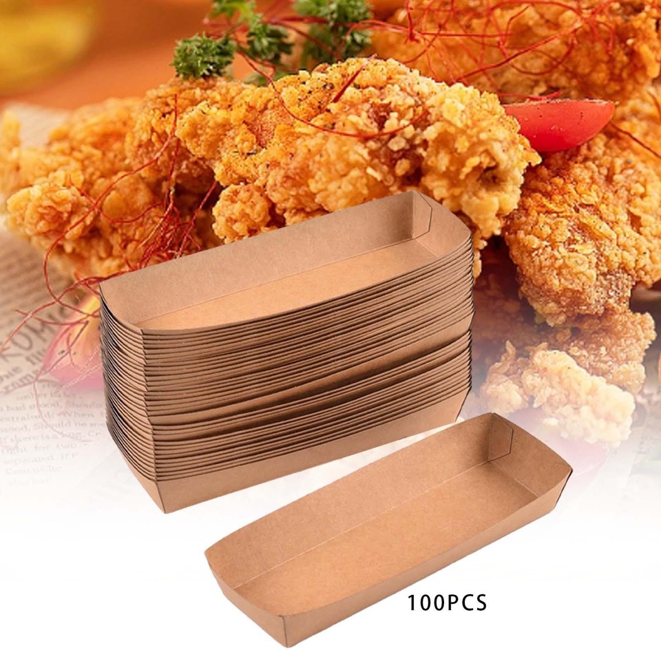 100Pcs Paper Food Boats Take Out Food Serving Boats for Fries Snack Hot ...