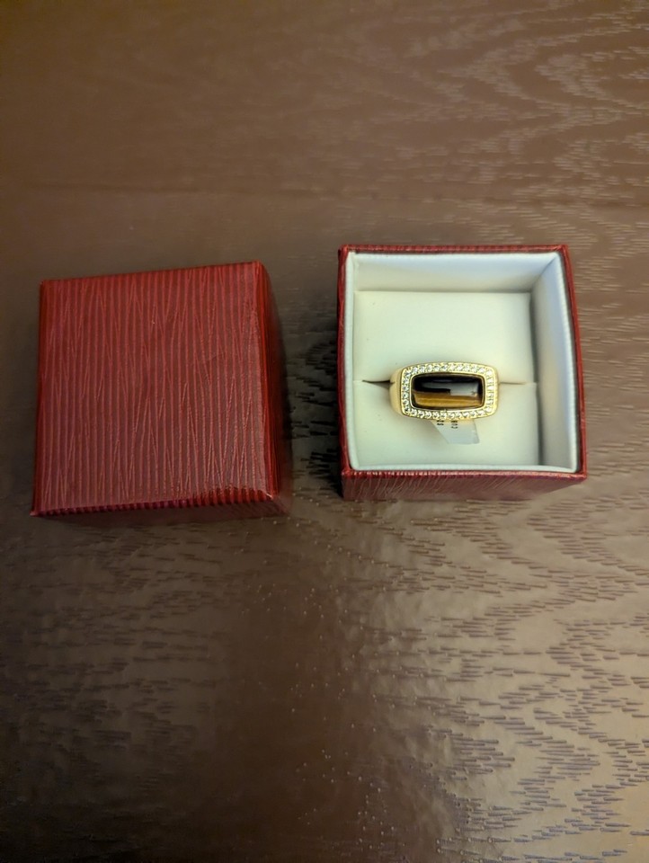 Elvis Presley Gold Diamond Tigers Eye concert Ring Graceland Gorgeous ...