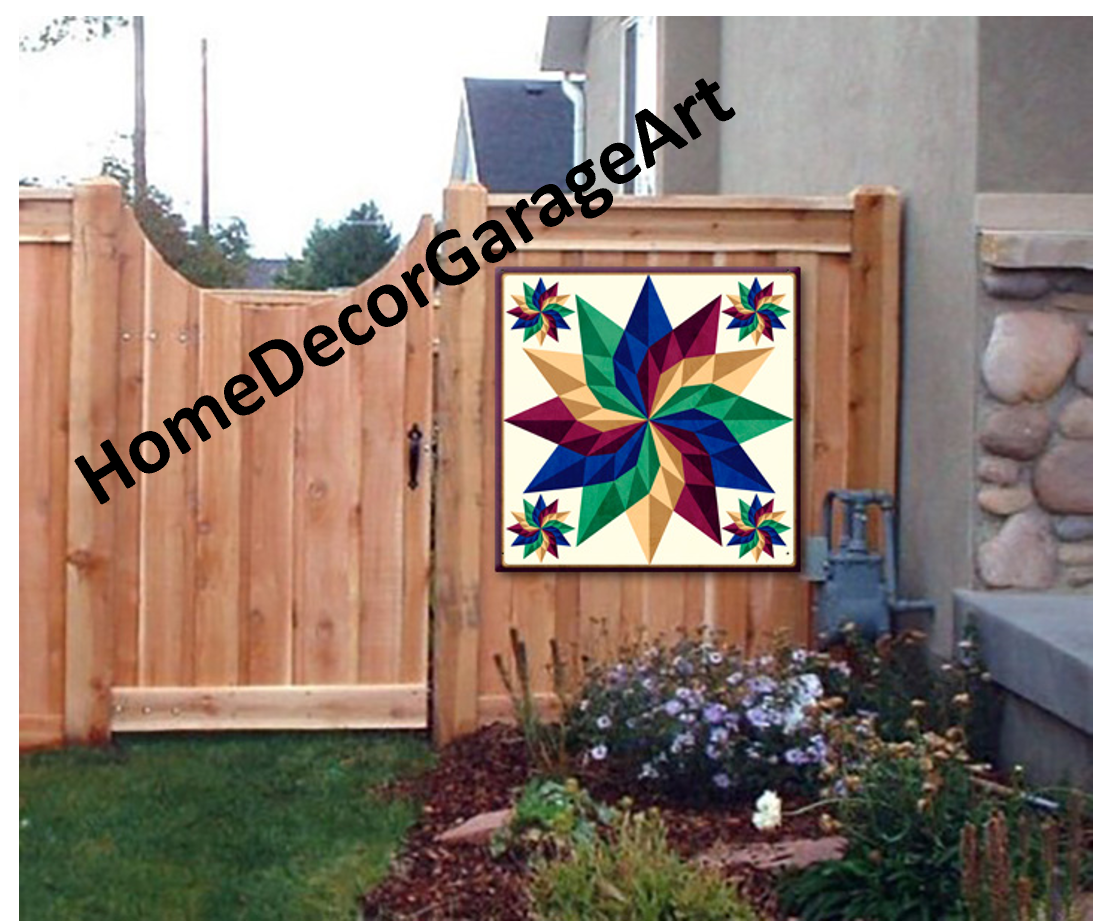 Amish Barn Art Quilt Metal Sign, Multi Dahlia Pinwheel, Dutch Amish ...